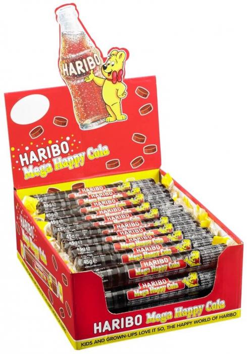 Köp Haribo Mega Roulette Happy Cola 45g x 40st (hel låda) hos Coopers Candy