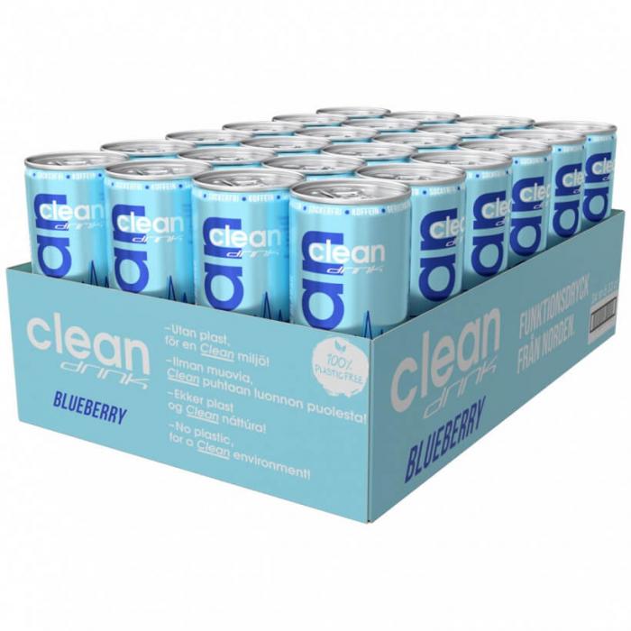 Köp Clean Drink - Blueberry 33cl x 24st (helt flak) hos Coopers Candy