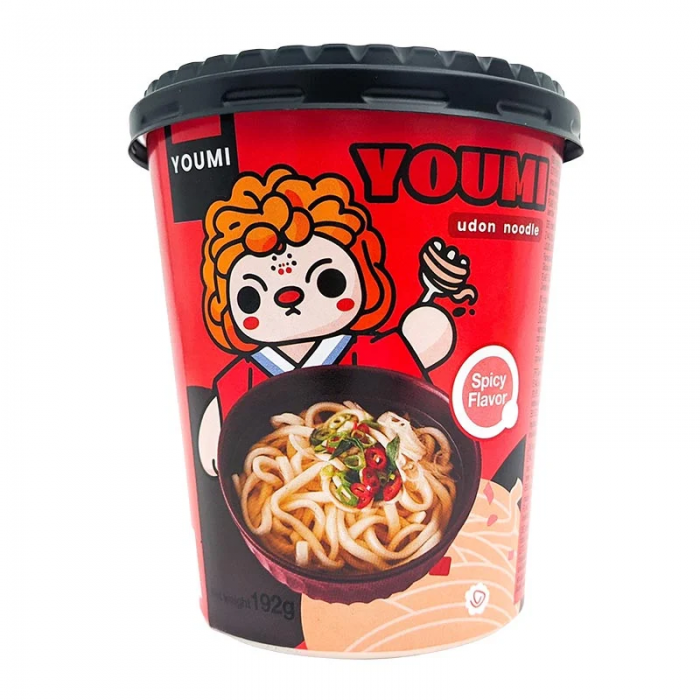 Köp Youmi Udon Noodle Cup Spicy Flavour 192g hos Coopers Candy