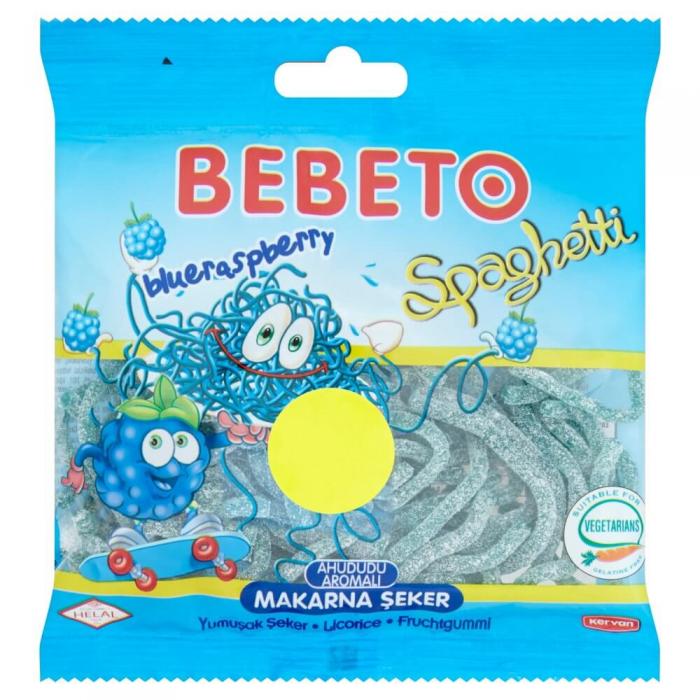 Köp Bebeto Spaghetti Blue Raspberry 80g hos Coopers Candy