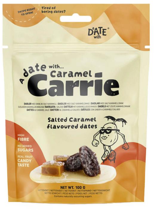 Köp Dadlar A Date With Carrie Salted Caramel 100g hos Coopers Candy