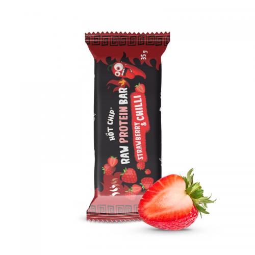 Köp Hot Chip Raw Protein Bar Strawberry & Chilli 35g hos Coopers Candy