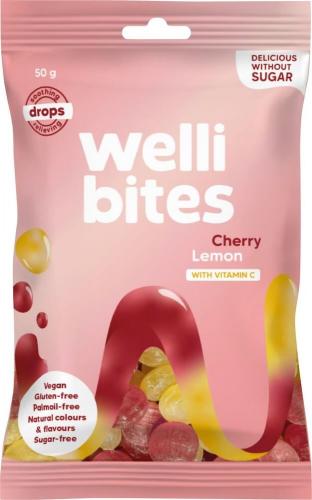 Köp Wellibites Drops Cherry & Lemon 50g hos Coopers Candy