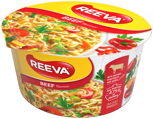 Köp Reeva Instant Noodles Beef Bowl 75g hos Coopers Candy