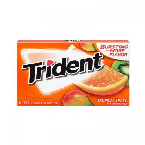 Köp Trident Tropical Twist Flavour Gum 26.6g hos Coopers Candy