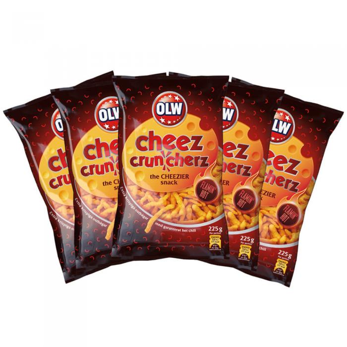 Köp Olw Flamin Hot Cheez Cruncherz 225g X 5st Hos Coopers Candy
