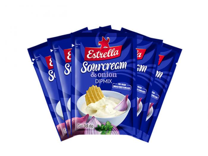 Köp Estrella Dipmix Sourcream & Onion 22g x 5st hos Coopers Candy