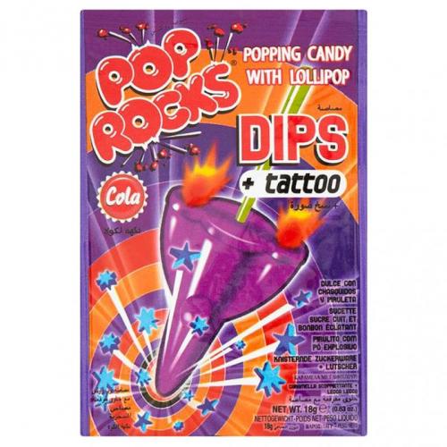 Köp Pop Rocks Dips + Tattoo - Cola 18g hos Coopers Candy