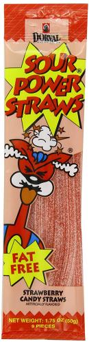 Köp Dorval Sour Power Straws - Strawberry 50g hos Coopers Candy