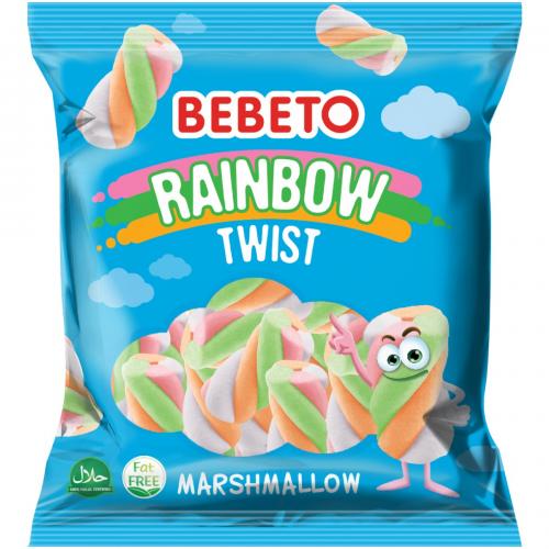 Köp Bebeto Rainbow Twist Marshmallow 60g hos Coopers Candy