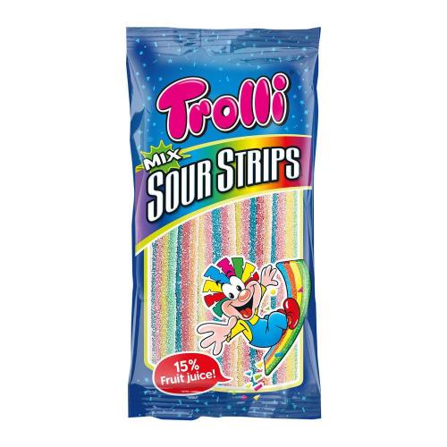 Köp Trolli Rainbow Strips Sour Mix 85g hos Coopers Candy