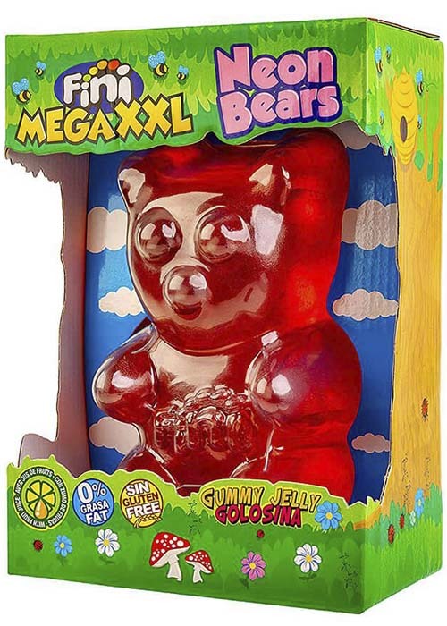 Köp Fini Mega XXL Neon Bear 900g hos Coopers Candy